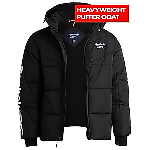 Reebok Men's Winter Jacket - Heavyweight Quilted Puffer Parka Coat - Weather Resistant Ski Jacket for Men (M-XXL), Size Medium, Black