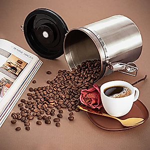 Mixpresso 16Oz Coffee Canister, Stainless Steel Airtight Coffee Container, Ground Coffee Bean Storage with Date Tracker, Vacuum Sealed Espresso Airtight Container, Coffee Jar, Sugar Container