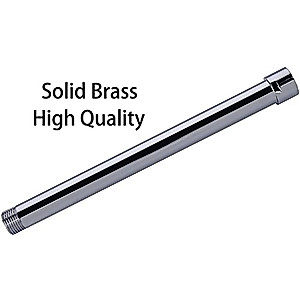 G-Promise 10 Inches Shower Head Extension Arm, Shower Arm Extension, Shower Head Extender, Lower Shower Head, All Solid Brass Construction (Polished Chrome)