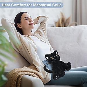 SuzziPals Coolable & Heatable Grumpy Black Cat Stuffed Animals, Lavender Scented Microwavable Plush Toys Heating Pad for Soothing & Period Discomfort, Kitty Plushie for Bedtime Cuddle, Warming Gift