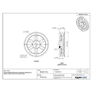 TB Woods 2BK1601716 FHP Bored-to-size V-Belt Sheave, B Belt Section, 2 Grooves, 1-4/9" Bore, Cast Iron, 15.75" OD, 1590 max rpm