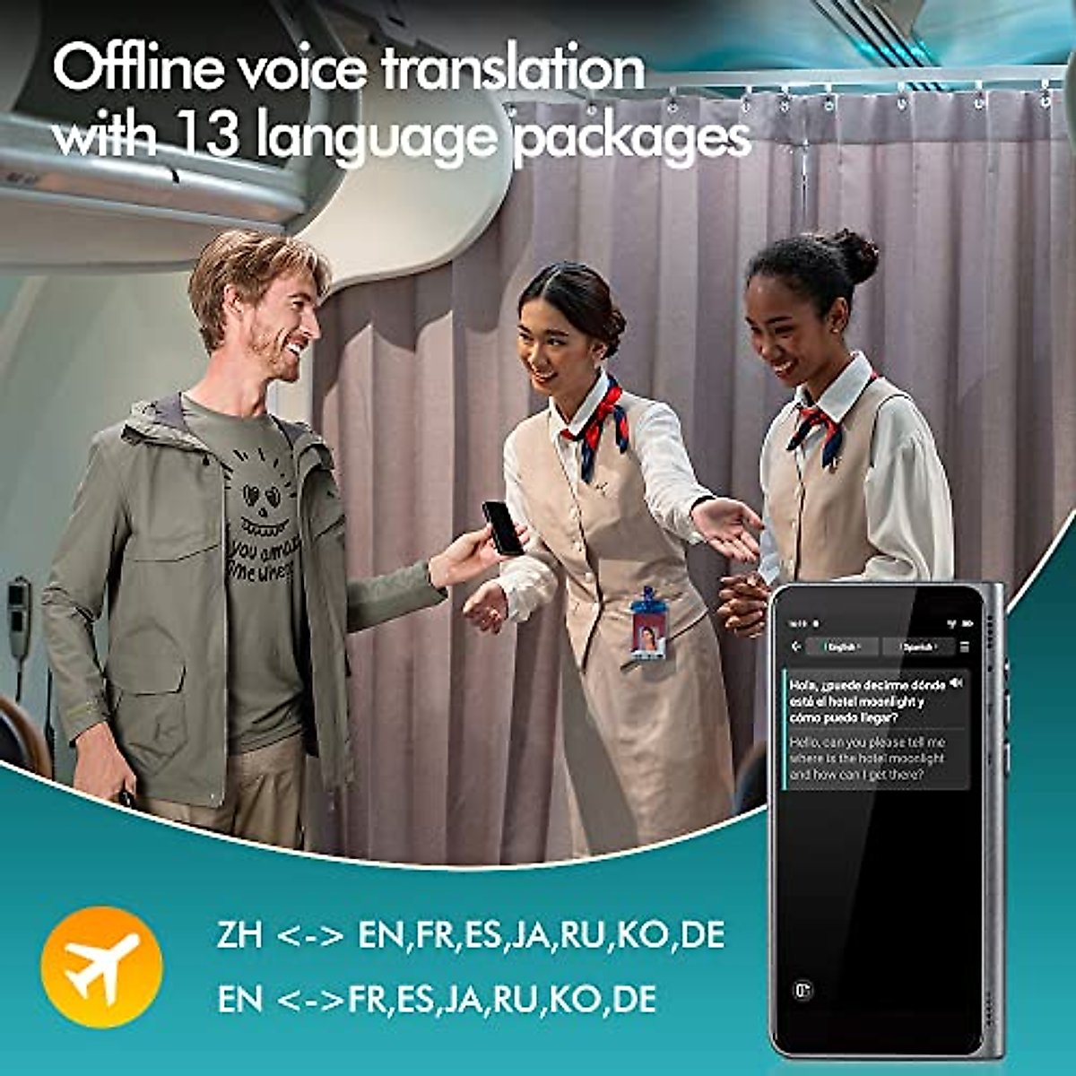 Fluentalk by Timekettle,T1 Language Translator with 4" HD Screen,Support 40 Languages and Photo Translation,Instant Translator Device No WiFi Needed,Built in 2-Year Global Mobile Data for Travelling