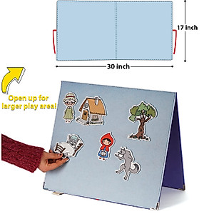 CHEFAN Foldable Felt Board for Toddlers FreeStanding Flannel Board for Kids as Learning Board for Preschool Classroom and Daycare | Use with Felt Set Felt Book as Story Telling Board | Blue Large