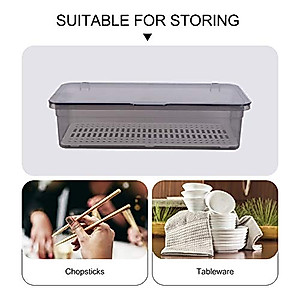Cabilock Silverware Box Plastic Chopsticks Drain Storage Box Kitchen Tableware Storage Organizers Kitchen Cutlery Fork Utensil Storage Container Black Utensil Tray