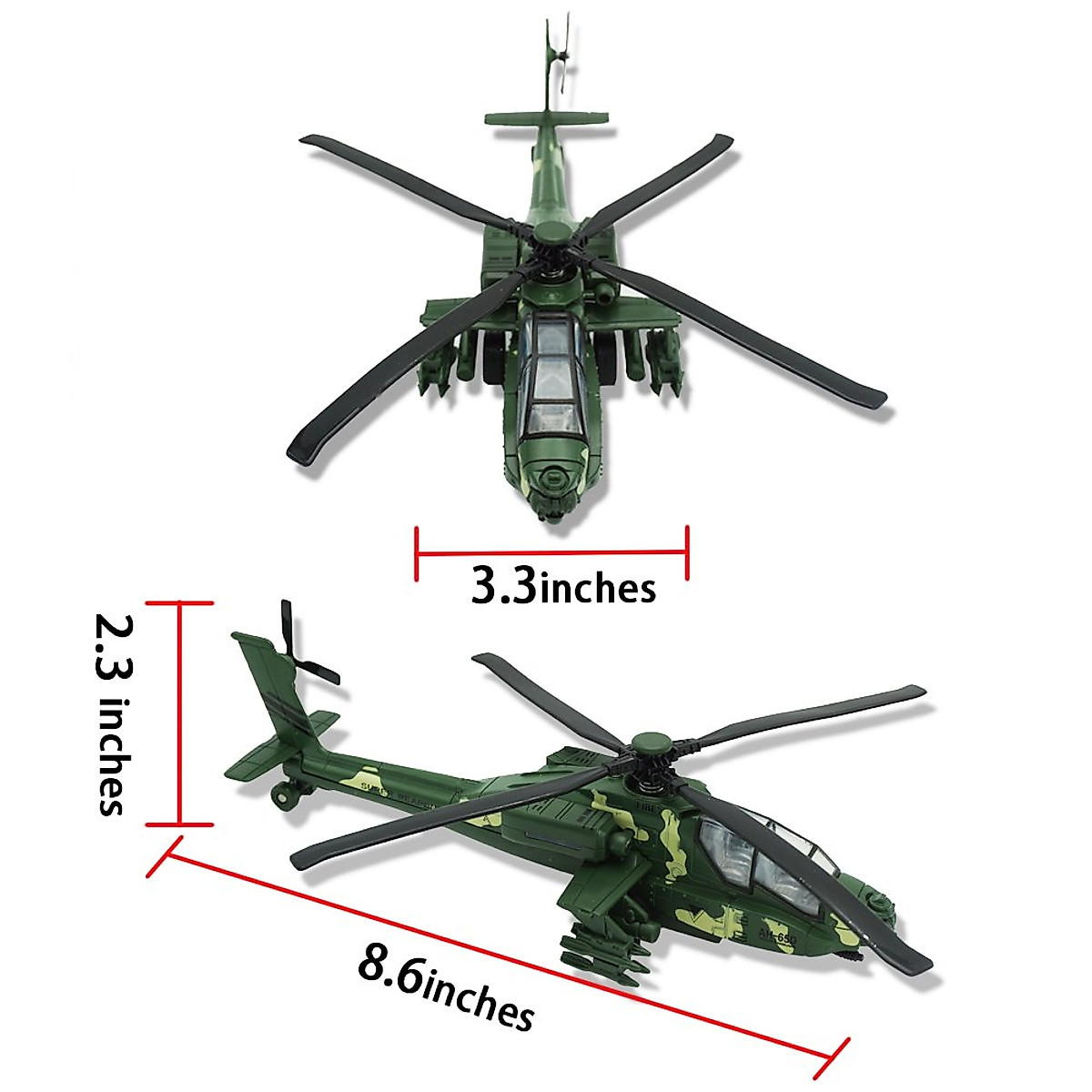 CORPER TOYS Army Helicopter Toy Diecast Military Attack Plane with Lights and Sounds Pullback Vehicles for Kids Boys Bonus with 2 Army Soldiers