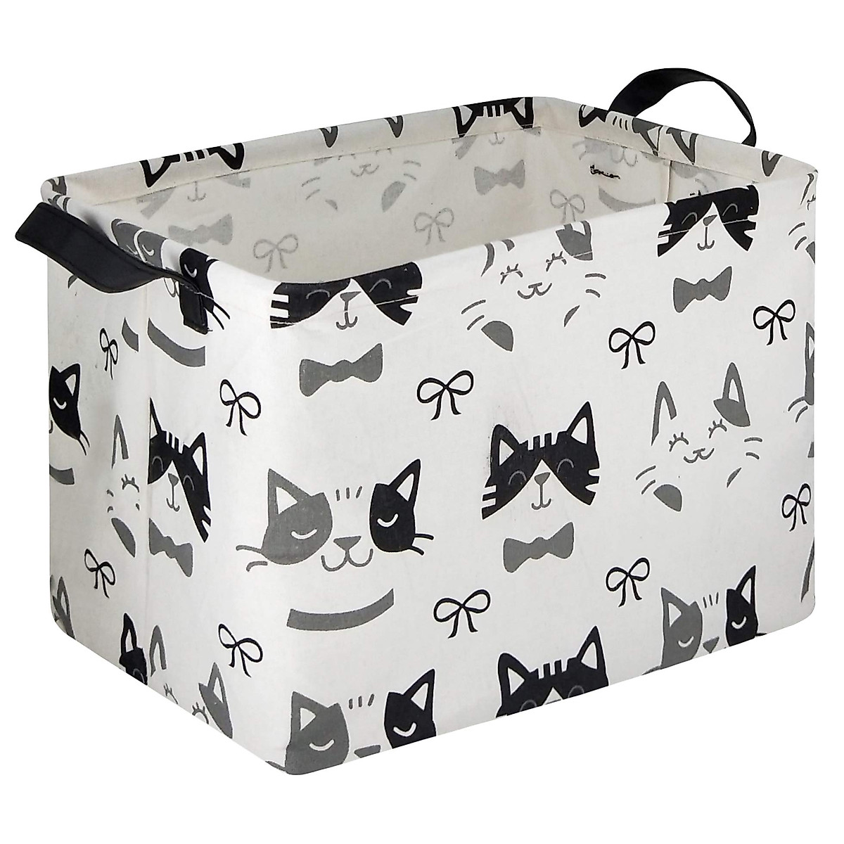 HIYAGON Cat Basket Cute Toy Storage Basket Bin Organizer Box Kids Gift Basket Empty Rectangular Cat Room Decor for Home Books(Bowknot Cats)