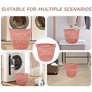 HOLIDYOYO Flexible Laundry Baskets, Hollow Plastic Laundry Hamper with Handles Round Clothes Washing Bins Sundries Organizer for College Dorm Laundry Room