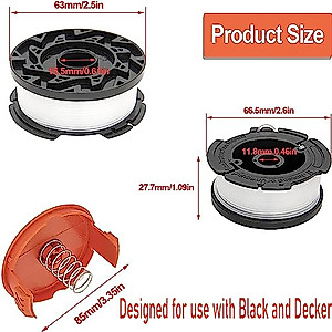 BEIIMPKLU AF-100 String Trimmer Spool Replacement for Black and Decker AF-100-3ZP AF-100-BKP,30ft 0.065", Autofeed Replacement Trimmer Line for Black and Decker Weed Eater(5 Spools, 1 Cap,1 Spring)