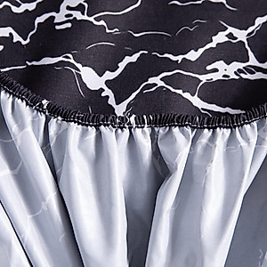 Megsv Waterproof Mattress Protector Cover Polyester Bed Cover Black Marble Pattern Fitted Sheet and Pillowcase (NO Pillow Inner) (Black, Twin)