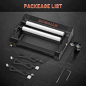 DEWALLIE Laser Rotary Roller, Laser Engraver Y-axis Rotary Roller 360° Rotation for Engraving Cylindrical Objects Cans with 7 Angle Adjustment Diameters for Different Size