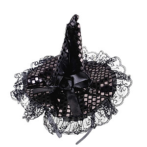 BinaryABC Halloween Witch Hat Headband for Halloween Costume Dress up Party Supplies (Black)