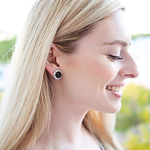 PammyJ 15mm Crystal CLIP-ON Earrings (Black)