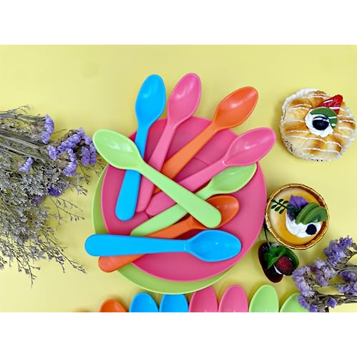 Jawbush 16 Pcs Kids Plastic Spoons, Reusable Toddler Utensils Kids Silverware Set with Bright Colors, Ideal for Travel School Lunch Box or Camping, BPA Free Kids Utensils Also for Adults
