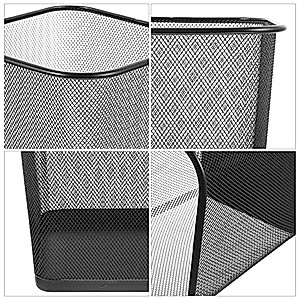 Yardwe Metal Trash Bin Square Metal Wire Mesh Waste Basket Garbage Trash Can Mesh Waste Paper Bin Waste Basket for Kitchen Home Office Dorm Room Living Room Desk Bedroom S