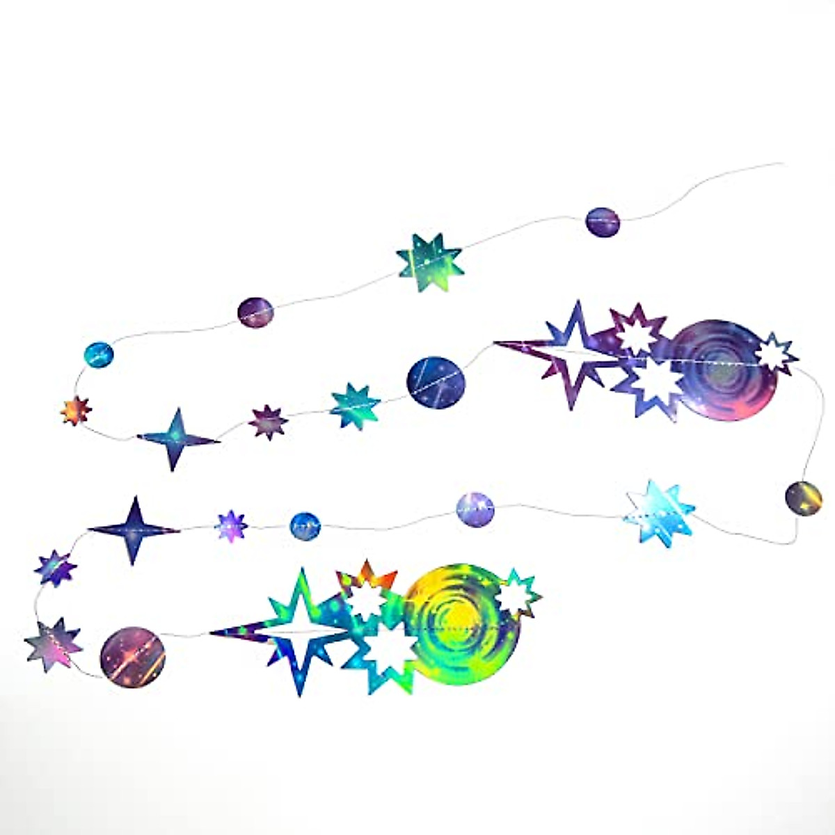 Iridescent Star Garlands Galaxy Shooting Star Hanging Streamer Banner Backdrop for Birhday Party Decorations Wedding Engagement Sweet 16 Bachelorette Bridal Baby Shower Anniversary Party Suppies