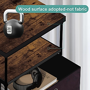 VASICAR Storage Drawer Units, 3 Drawers Nightstand with Shelves, Small Fabric Dresser, Beside Table, Storage Shelf for Bedroom, Living Room, Entryway, Hallway, Nursery, Dorm, Pattern