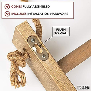 Ilyapa Hanging Towel Rack Ladder for Bathroom - Weathered Wood Blanket Ladder for Rustic Bedroom Farmhouse Decor