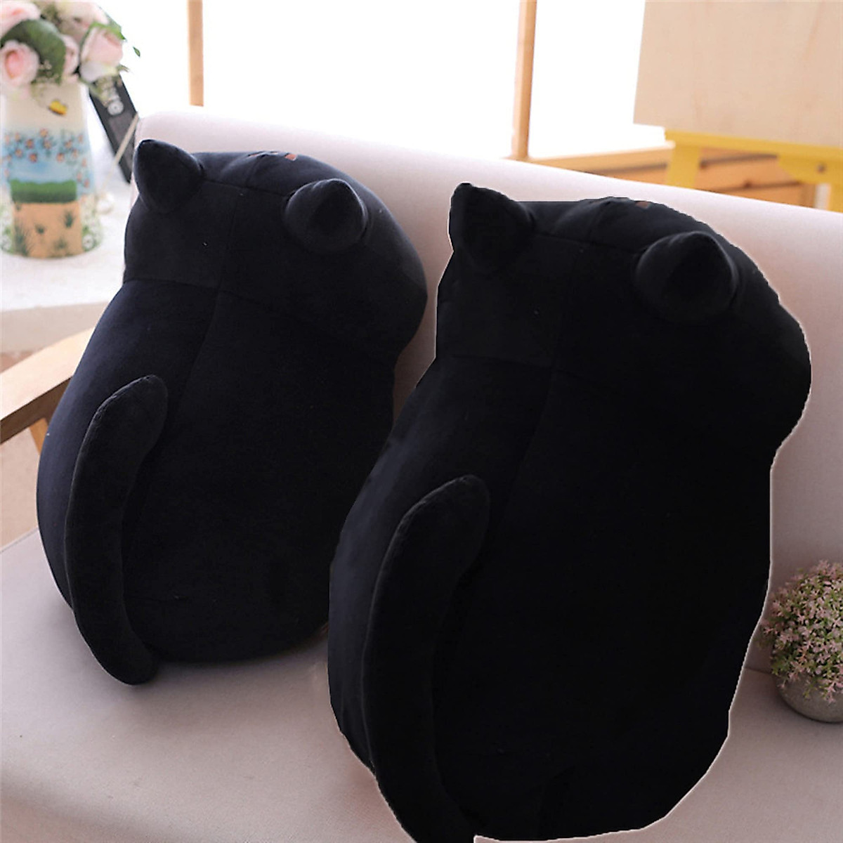 Enhopty 10Inch Black Cat Plush Pillow Cat Stuffed Animal Plushies Cute Kitten Toys Sleeping Hugging Pillow Soft Cushion for Girls Kids Women 1PC (Small)