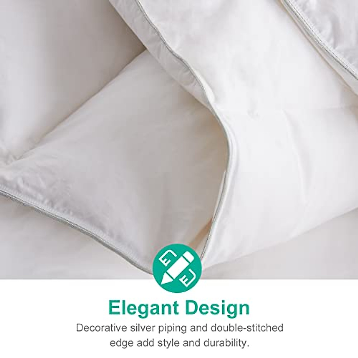 APSMILE All Season Goose Feather Down Comforter Full/Queen Size - Ultra-Soft 750 Fill-Power Hotel Collection Duvet Insert Fluffy Medium Warm Quilt Comforter with Corner Tabs(90x90, White)