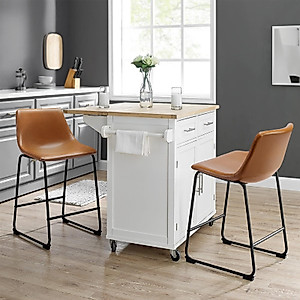 Waleaf 26 inch Bar Stools Set of 4,Counter Height Bar Stools with Back, Modern PU Leather Stools with Metal Leg and Footrest (Whisky, 4 Pcs 26" Counter Height Barstools)