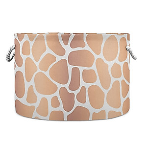 ALAZA Rose Gold Giraffe Print Animal Storage Basket Gift Baskets Large Collapsible Laundry Hamper with Handle, 20x20x14 in