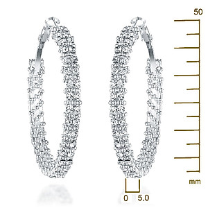Gemini Women Silver Plated CZ Diamonds Big Large Round Hoop Earring Valentine Day Gifts Gm008, Size: 2 inches