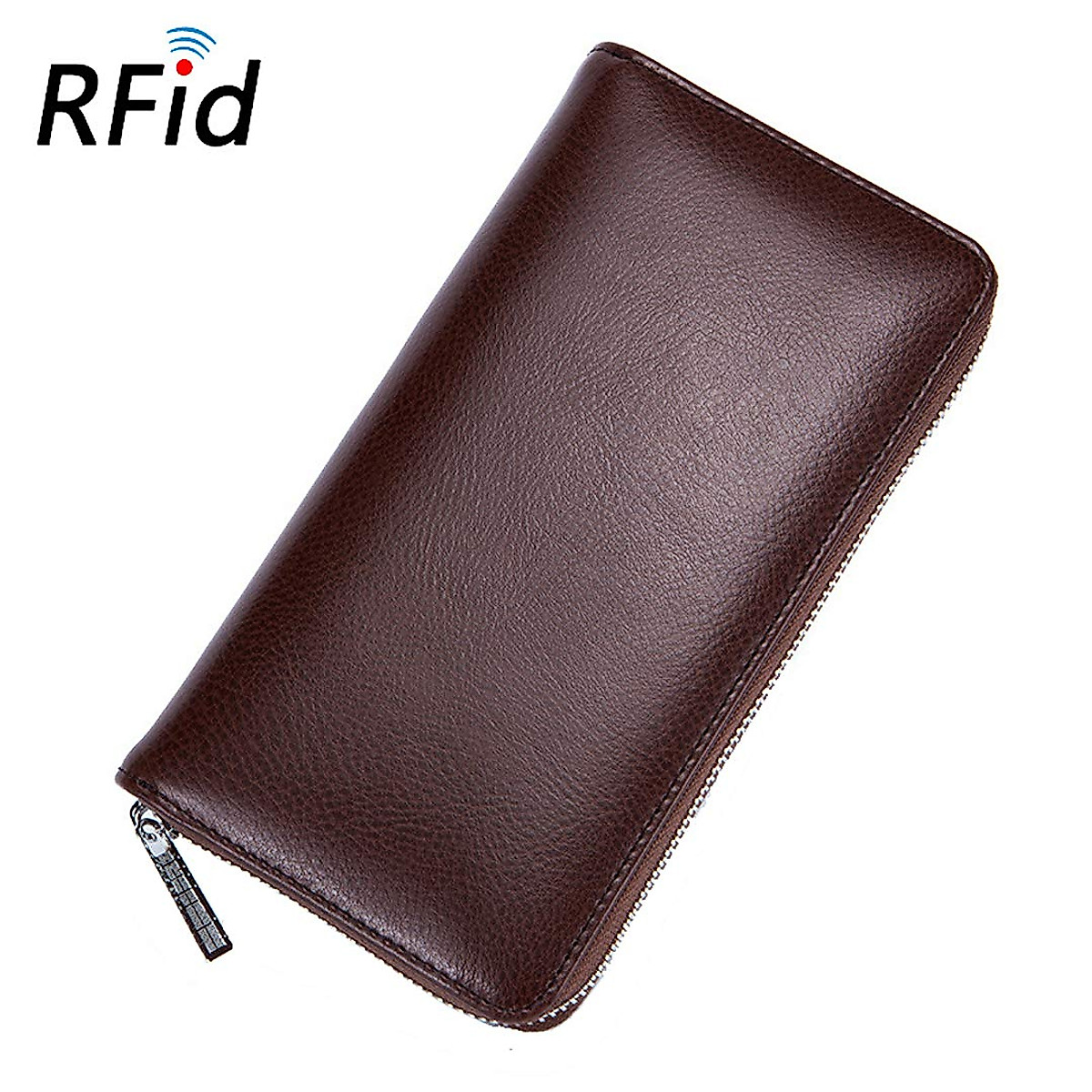 HMBON Leather Organ Card Long Wallet RFID Blocking Multi-card Multi-function Men And Women Large-capacity Business Card Package (Coffee)