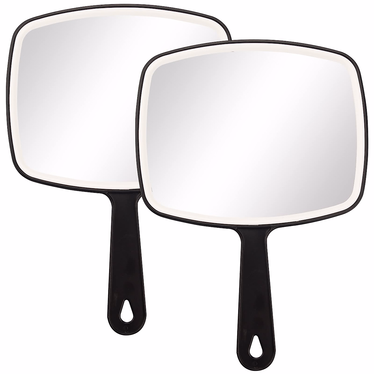 Nutair 2Pcs Hand Mirror, Handheld Vanity Mirror with Hanging Hole in Handle Black 7.4" W x 10.4" L