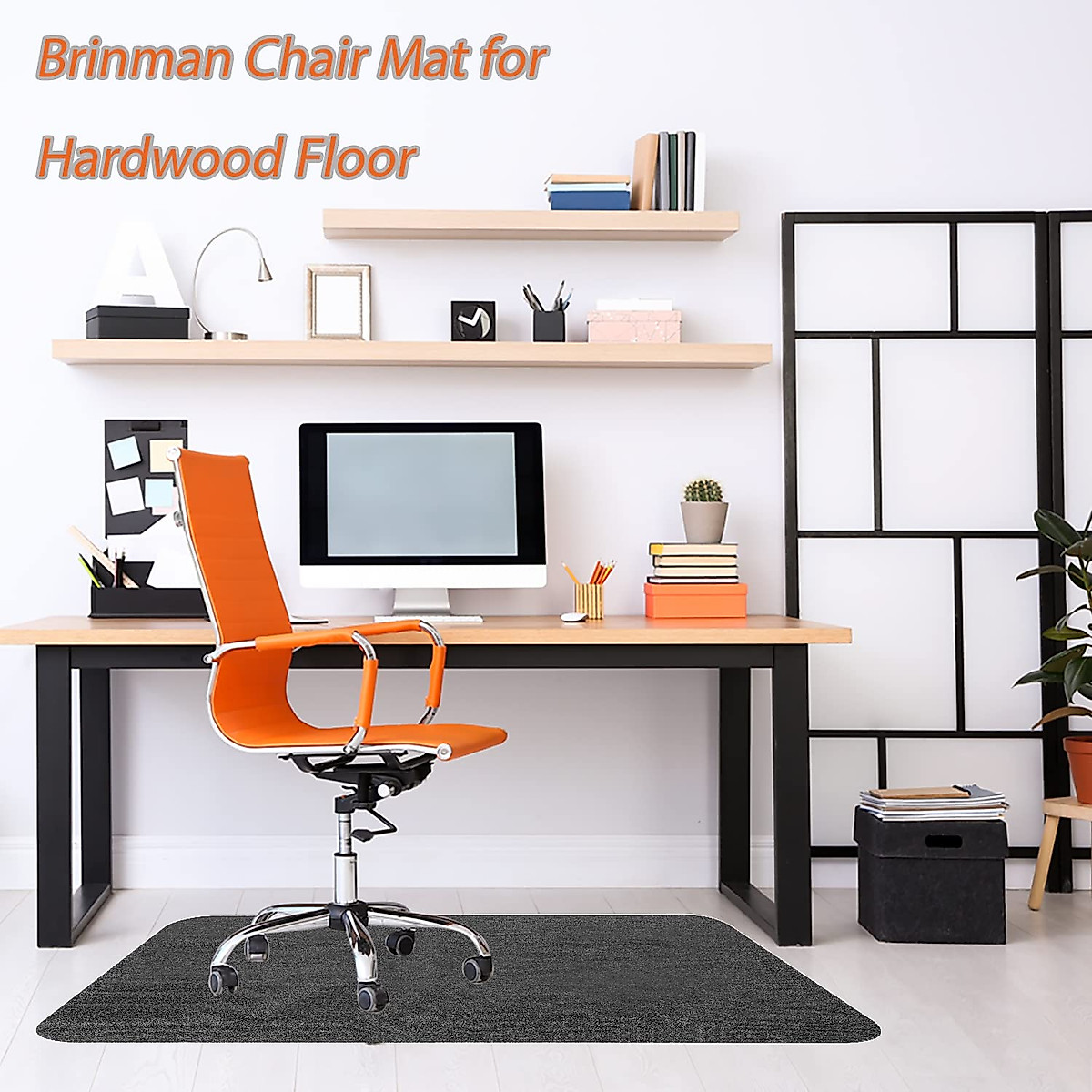 Brinman Chair Mat for Hardwood Floor,36"x48" Desk Chair Mat,Non-Slip Office Chair Mat, Computer Gaming Floor Mat for Rolling Chair, Under Desk Rug Floor Protector,Easy Clean & Flat Without Curling
