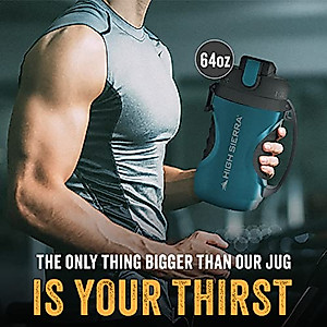 High Sierra, [2 PACK BPA FREE, 64 OZ Insulated Water Jug, [Silicone Spout – NO MORE TEETH BUMPS] Built-in Fence Anchor, Keeps Iced Water Cold for Hours, EXTRA LARGE Sports Bottle with 1.89L Capacity