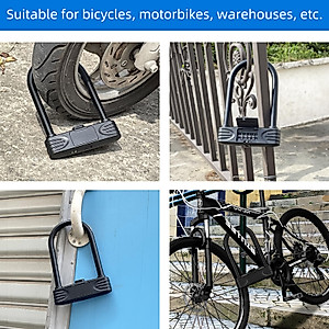 KENRONE Heavy Duty U Lock, 4 Digit Combination Password Bicycle Lock with U-Lock Shackle, Waterproof, No Key, Bike U Lock for Home, School, Travel