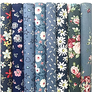 Mililanyo 8pcs 18x22inch Cotton Fabric Fat Quarters Daisy Design Fabric Bundles Floral Precut Patchwork for Quilting Sewing Crafting