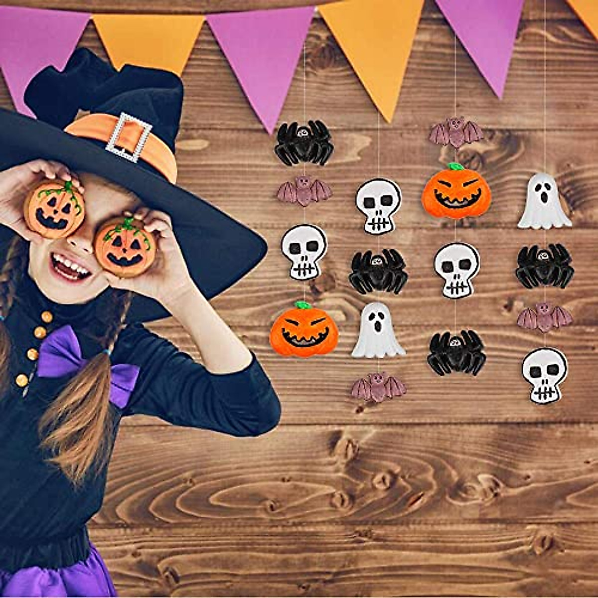 KIMOBER 30pcs Halloween Foam Decoration Kit,White Polystyrene Strofoam Hanging Ornament Set for Halloween Party Favors