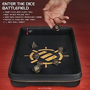 ENHANCE Tabletop Community DND Dice Case and Dice Rolling Tray - Dice Holder and Storage for up to 500 RPG Dice with Rugged Protective Design, Soft Interior, and Organizer Pockets (500 Dice Capacity)
