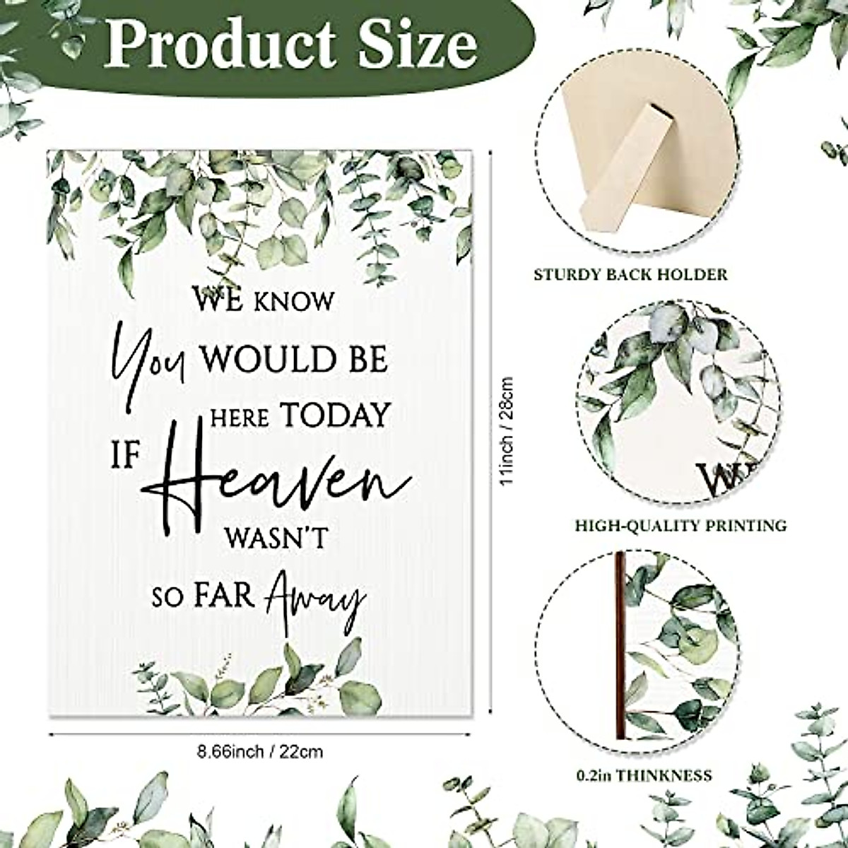 Memorial Table Sign for Wedding, We Know You Would Be Here Today If Heaven Wasn't So Far Away Wedding Sign, Wooden Wedding Decor Loving Memory Sign for Ceremony and Reception (Fresh Style)