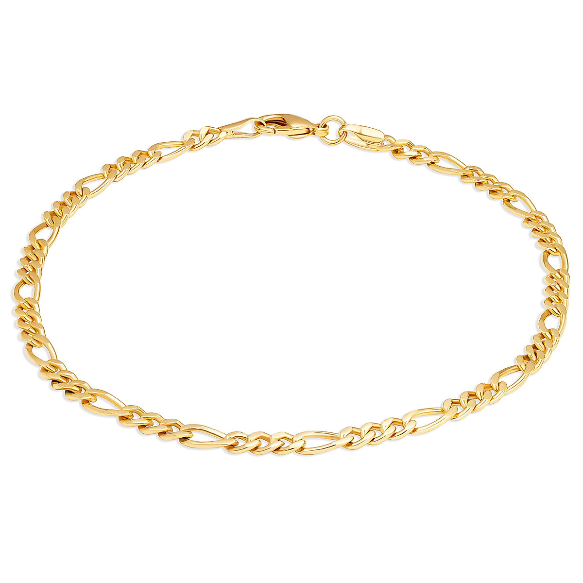 Barzel 18K Gold Plated Figaro Anklet For Women 4.5MM, 10 Inches - Made In Brazil