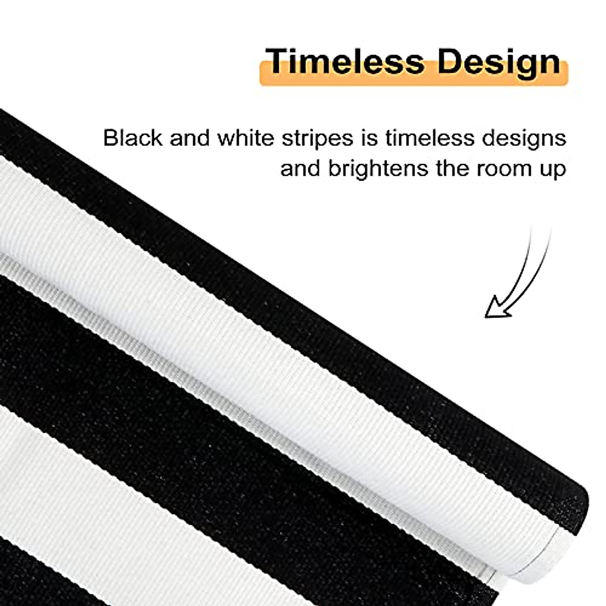 Black and White Rug 4' x 6' Collive Washable Striped Outdoor Indoor Rug Farmhouse Cotton Woven Layered Front Door Mat for Porch/Kitchen/Living Room/Bedroom