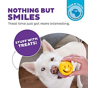 Outward Hound by Planet Dog Nooks Happiness Treat Dispensing Dog Toy, Small, Yellow, Smiley Face