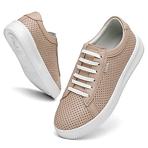 Women Lightweight Sneakers Breathable Casual Lace Up Fashion Walking Shoes Easy Clean Stylish Shoes Brown 8