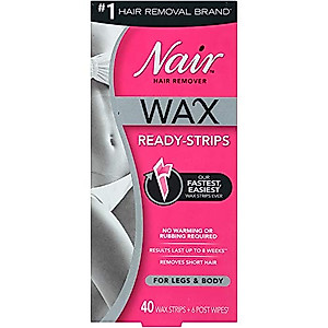 Nair Hair Remover Wax Ready- Strips for Legs & Body, 40 CT Set of 3