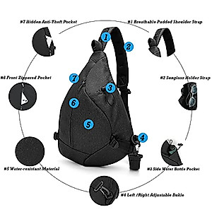 Sling Bag Backpack, Sling Shoulder Backpacks Laptops Travel Outdoors Backpack (Black(13.3''))