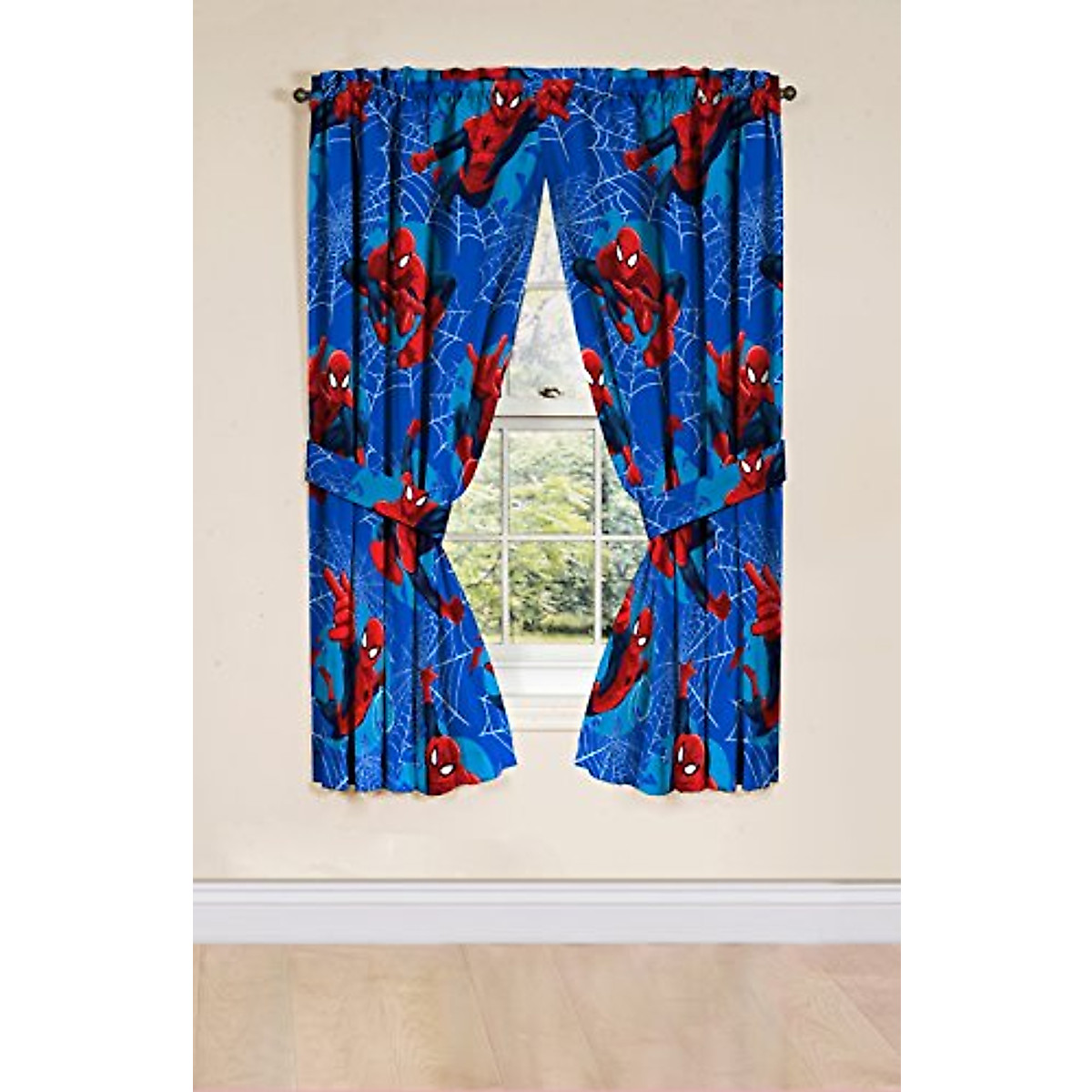 Jay Franco Marvel Spiderman 'Astonish' 42" x 63" Curtain Panel Pair with Tie Backs Drape Set, 63 in