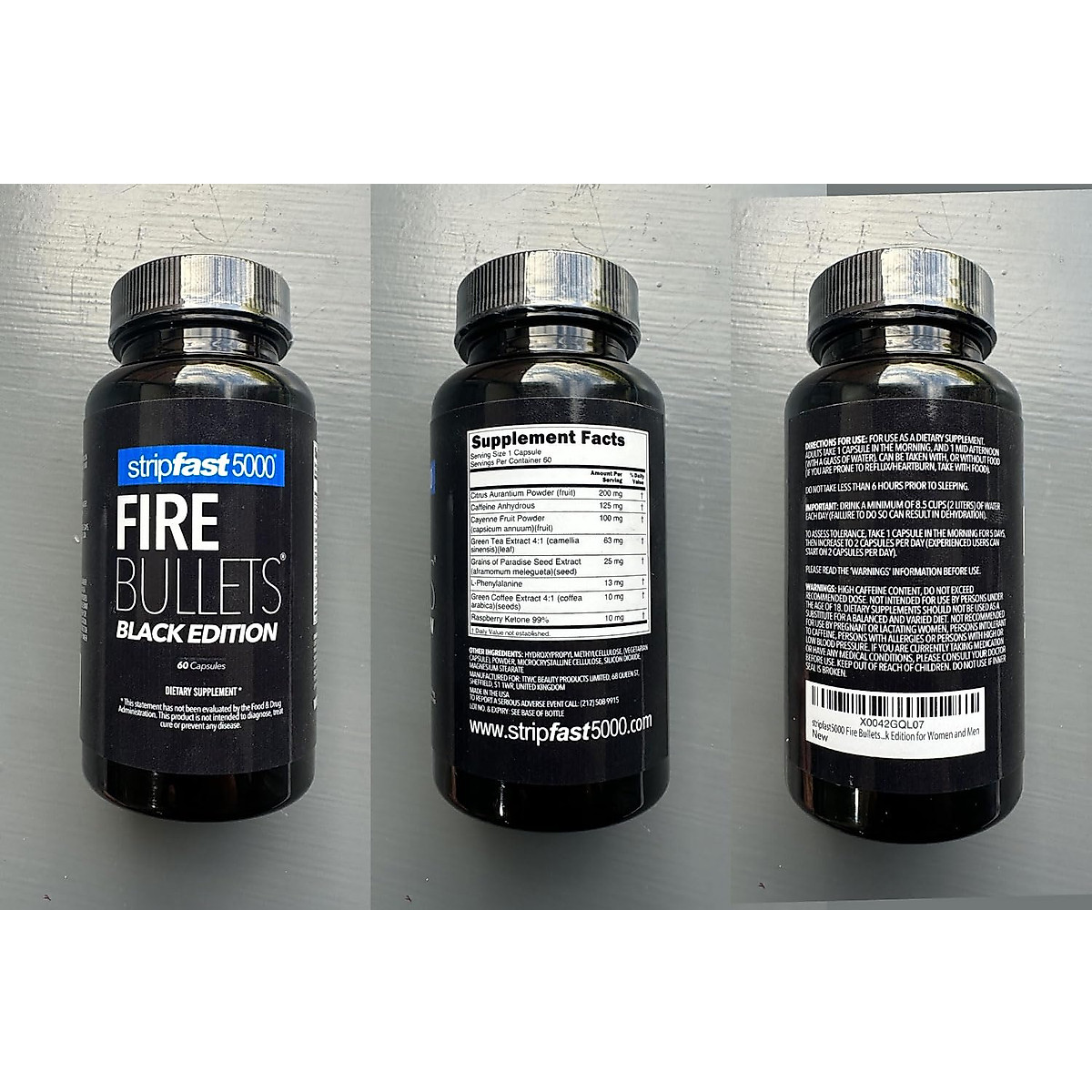 stripfast5000 Fire Bullets Max Strength Black Edition for Women and Men, 60 Count (Pack of 1)