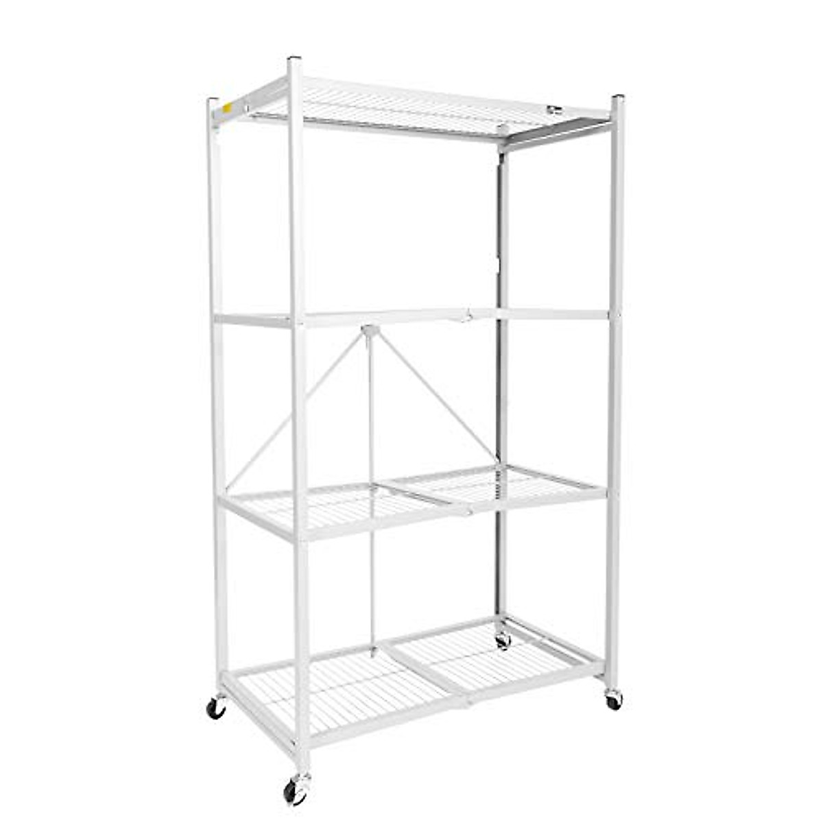 Origami R5 Foldable 4-Tier Garage Shelving Heavy Duty Shelving with Wheels, Metal Storage Rack Holds 1000 pounds, Garage Storage Rack & Organization, Storage Shelving (White, R5 2-Pack)