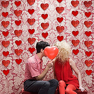 LeeSky 6Pcs Red Valentines Heart Garland Valentines Day Heart Banner Valentines Hanging Hearts Decorations for Happy Valentines Day Decorations