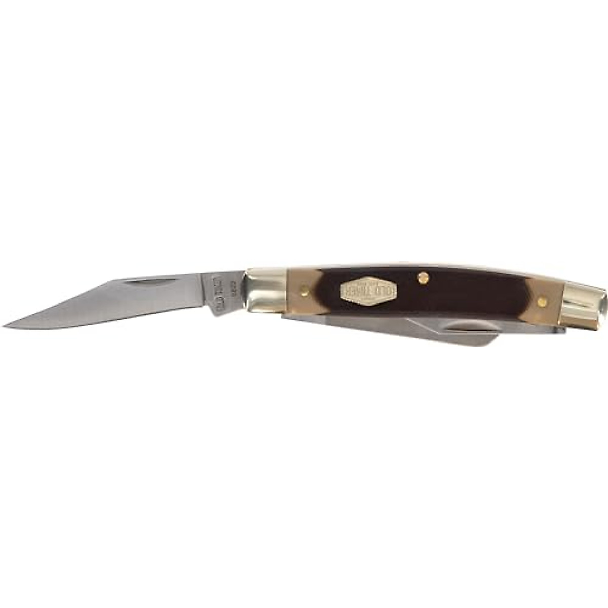 Old Timer 44OT Workmate Traditional Folding Pocket Knife with 4 High Carbon Stainless Steel Blades, Sawcut Handle, and Convenient Size for EDC, Whittling, Camping, Hunting, General Use, and Outdoors