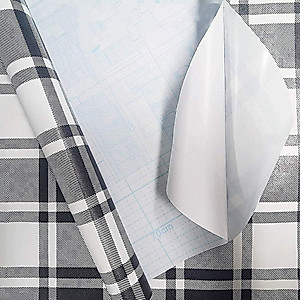 HDsticker Peel and Stick Black White Plaid Drawer Liner Shelf Liner Paper