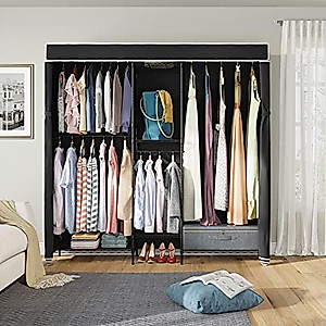 VIPEK Garment Rack Cover for V6, Large Size Dustproof Clothes Cover Oxford Fabric Clothing Rack Covers with Zipper, 75.6" L X 18.5" W X 75.2" H, Black