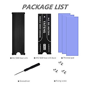 MHQJRH M.2 2280 SSD heatsink, Double-Sided Heat Sink, with Thermal Silicone pad for PC / PS5 M.2 PCIE NVMe SSD or M.2 SATA SSD