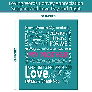 Mothers Day Blanket Gifts for Mom Blanket - I Love You Mom Blanket - Warm Gifts for Mom Gifts from Daughter Son Super Soft Throw Blanket Cozy Blanket 50" x 60" （Teal）